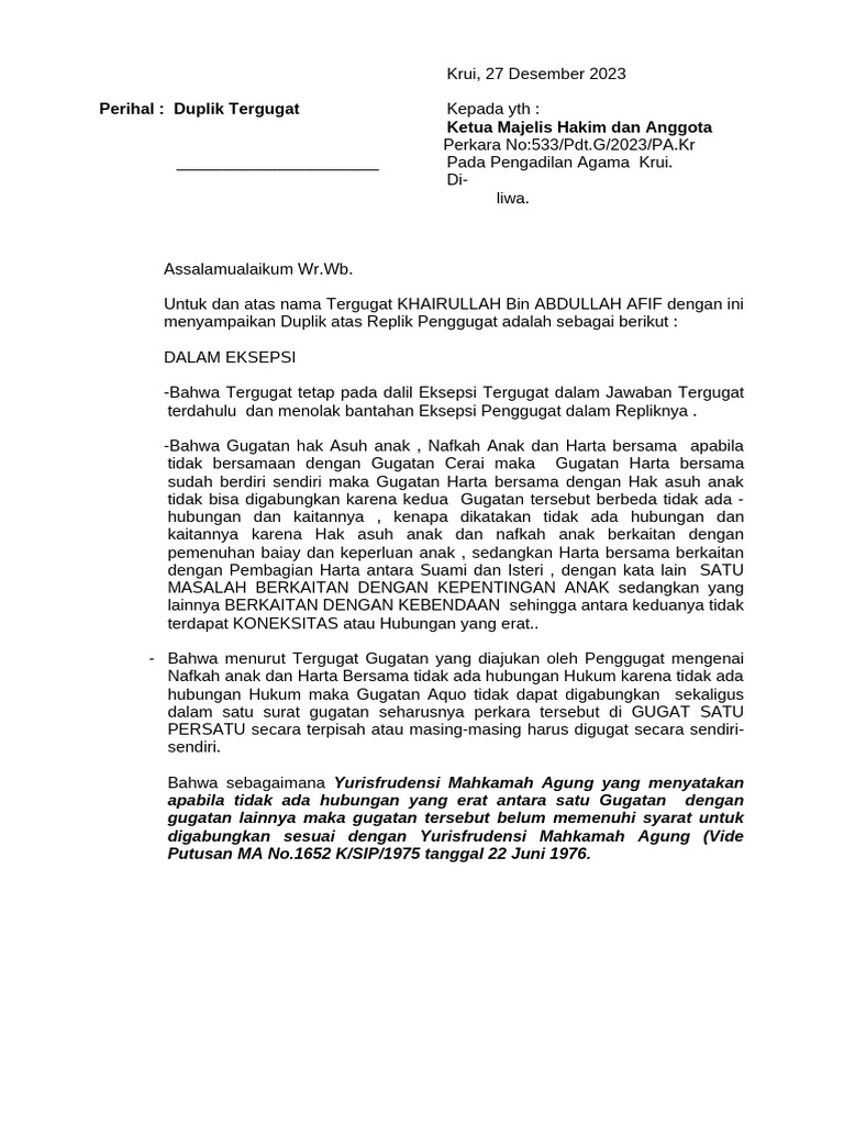 Duplik-Chairuulla - 1 | PDF