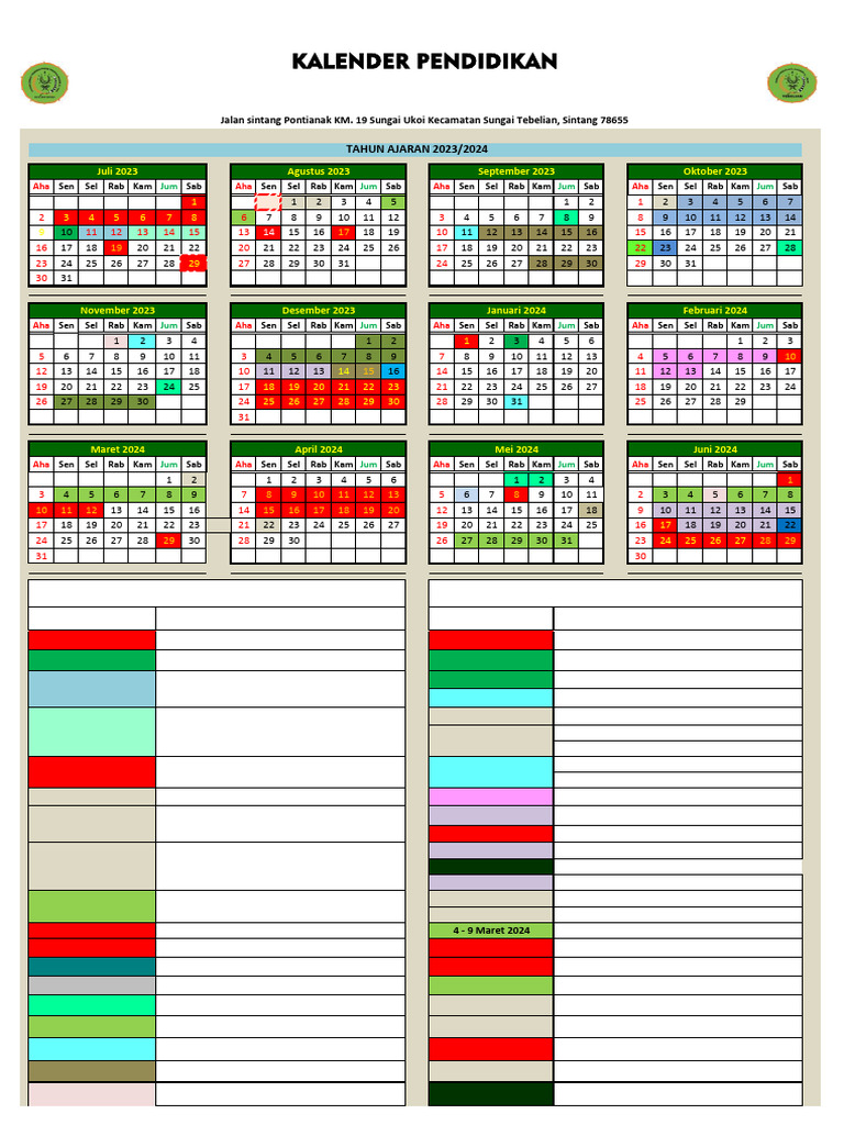 Kaldik 20232024 Pondok Pesantren Moden Al - Iman Tebelian | PDF