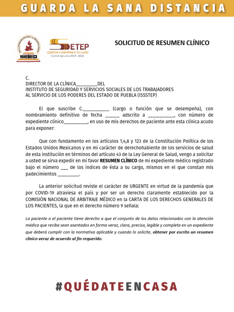 Formato Solicitud de Resumen Clínico | PDF