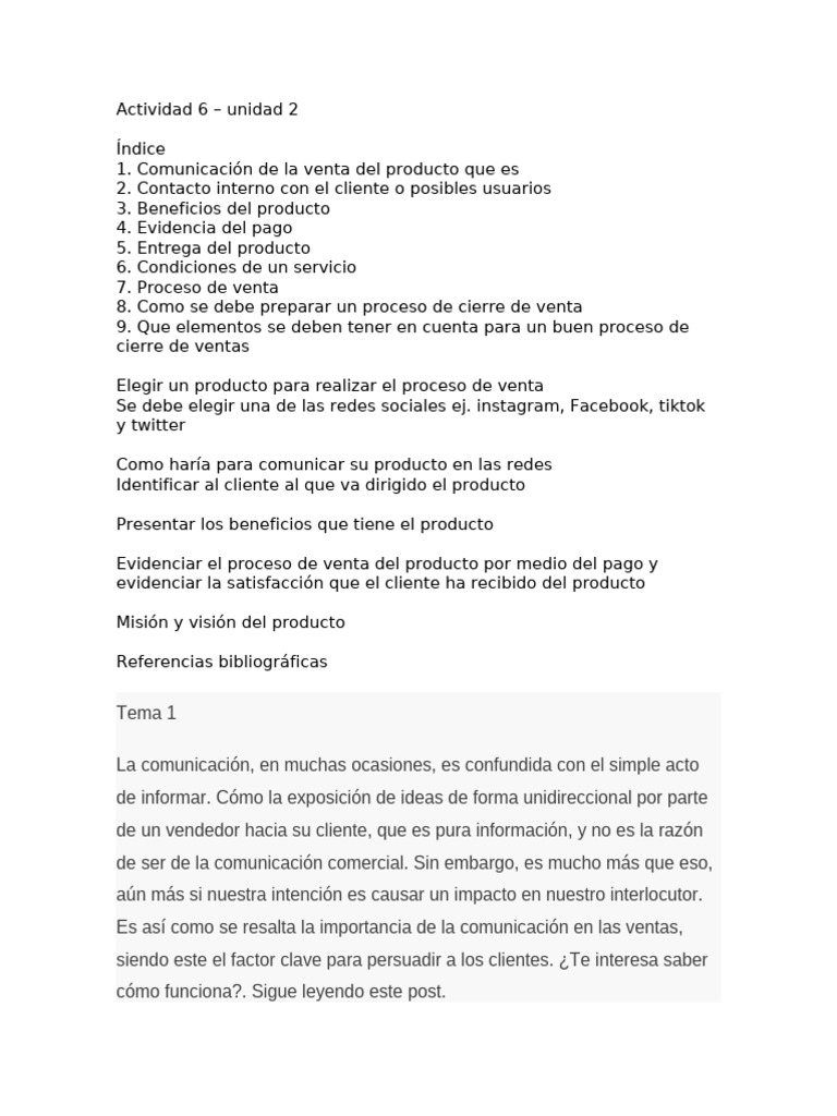 Actividad 6 - Unidad 2 | PDF