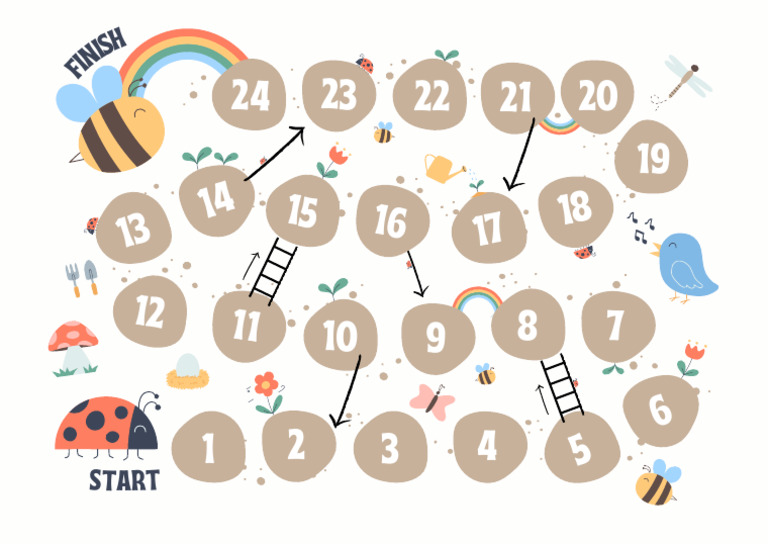 Spring Board Game Worksheet in Colorful Illustrative Style | PDF