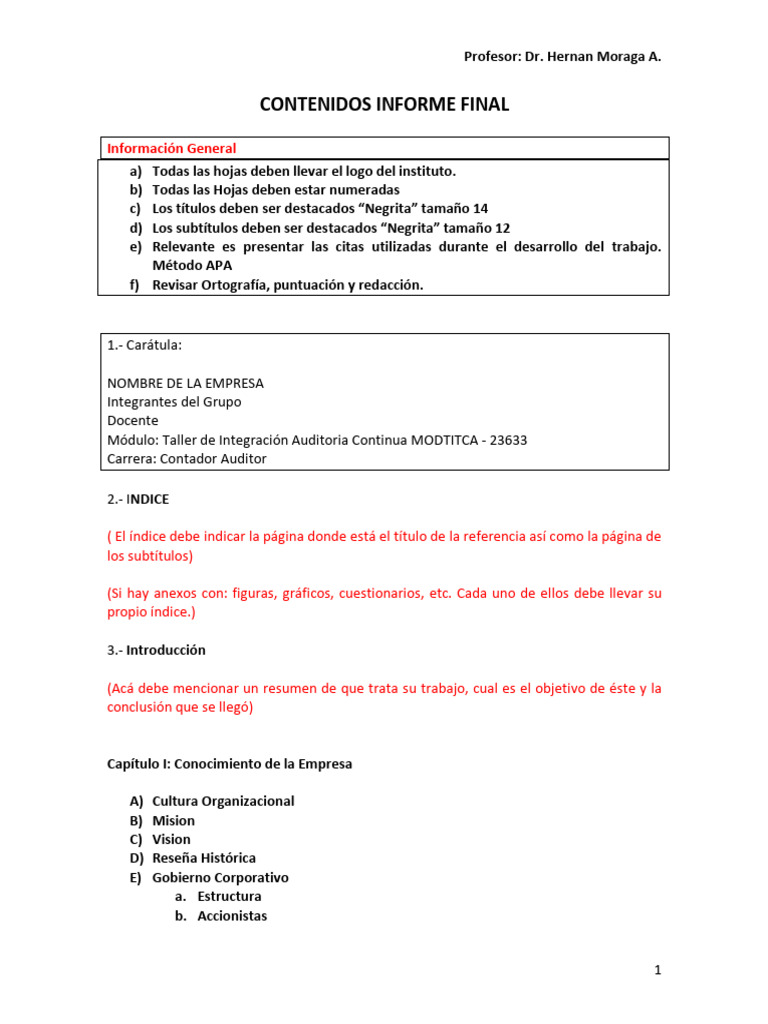Contenidos Informe Final | PDF