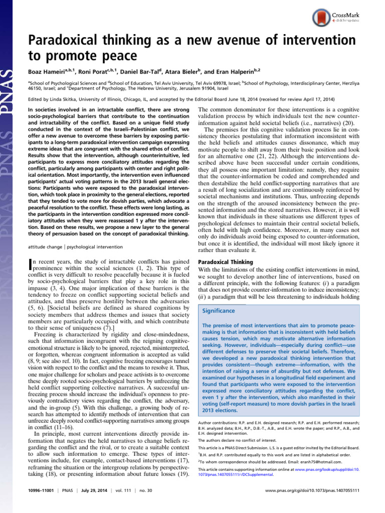Hameiri Et Al 2014 Paradoxical Thinking As A N | PDF | Attitude ...