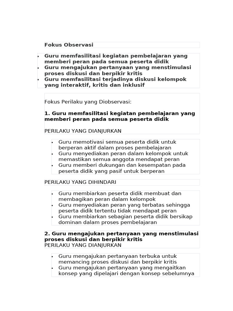 Fokus Observasi | PDF