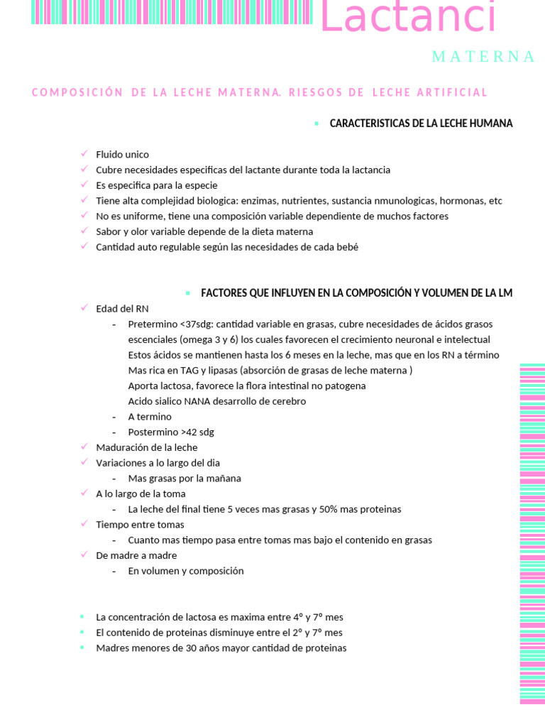 Tema 3 Composición de La LM y Uso de Leche Artificial | PDF