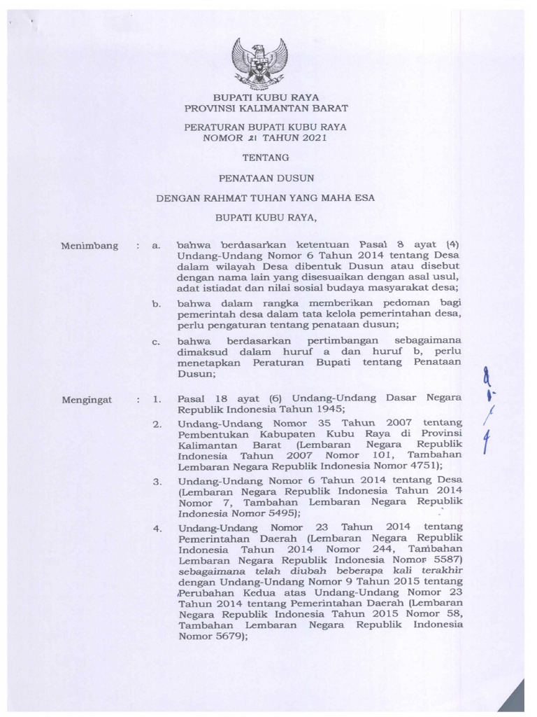 PERBUP NO.21 TAHUN 2021 Ocr | PDF