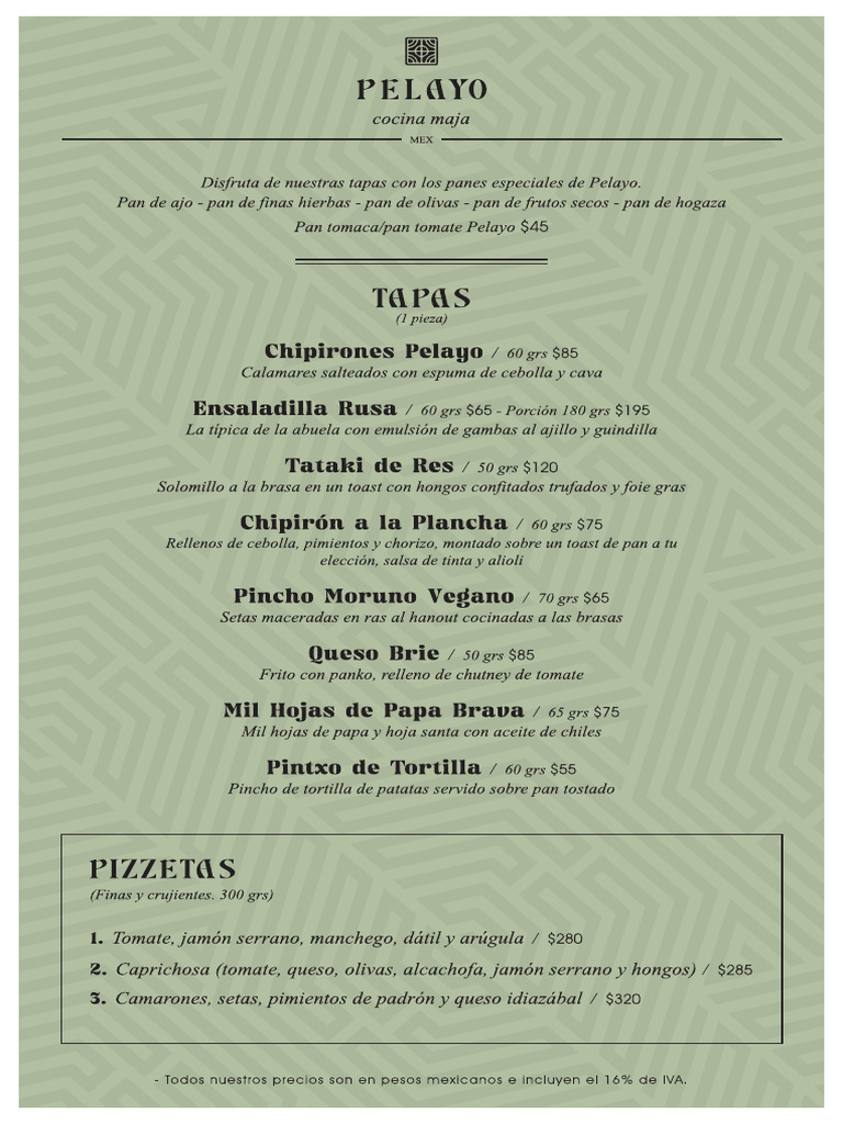 Pelayo Menu Completo | PDF