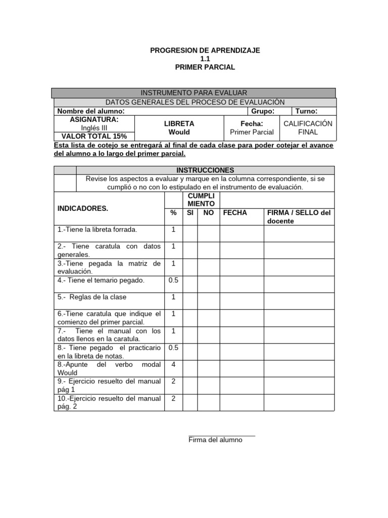Instrumentos de Evaluacion Ingles III | PDF Instrumentos de Evaluacion Ingles III | PDF