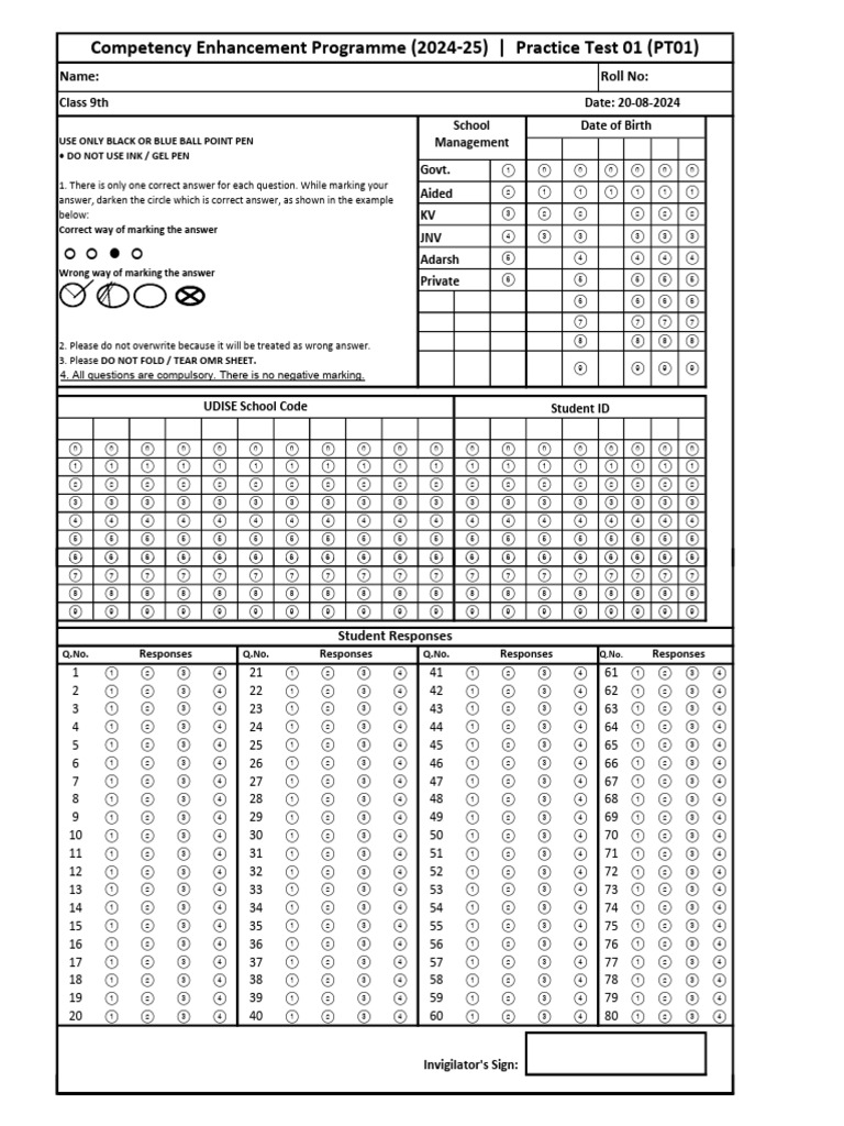 CEP (9th Eng) Practice Test 1 | PDF