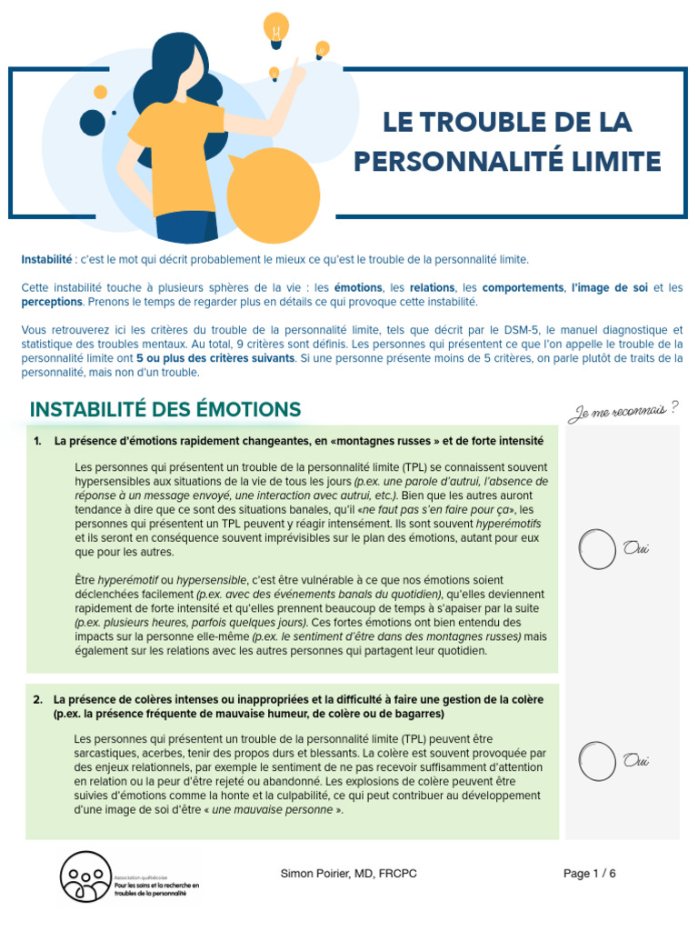 FICHE 4 - Le Trouble de La Personnalité Limite | PDF