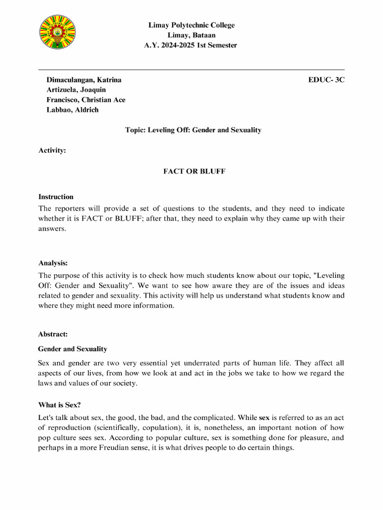 GenSoc Leveling Off Gender and Sexuality | PDF