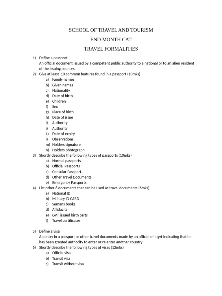 Travel Formalities | PDF