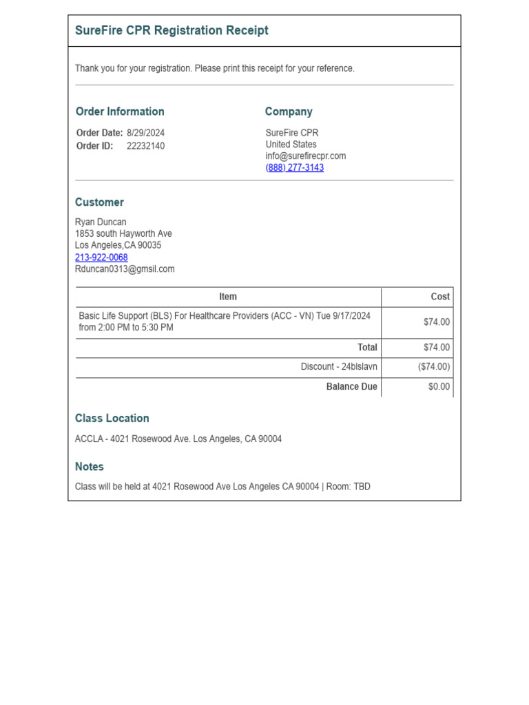 Registration Receipt | PDF