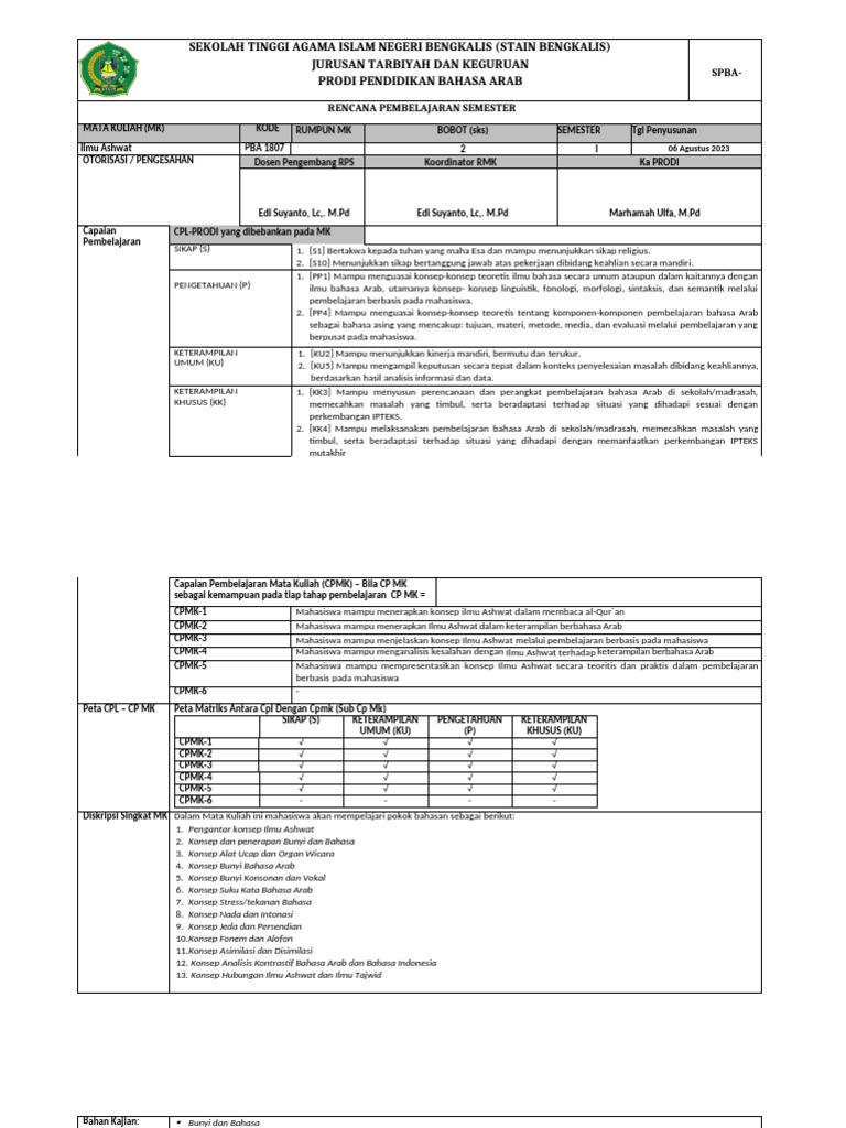RPS Ilmu Ashwat | PDF | Linguistics | Languages