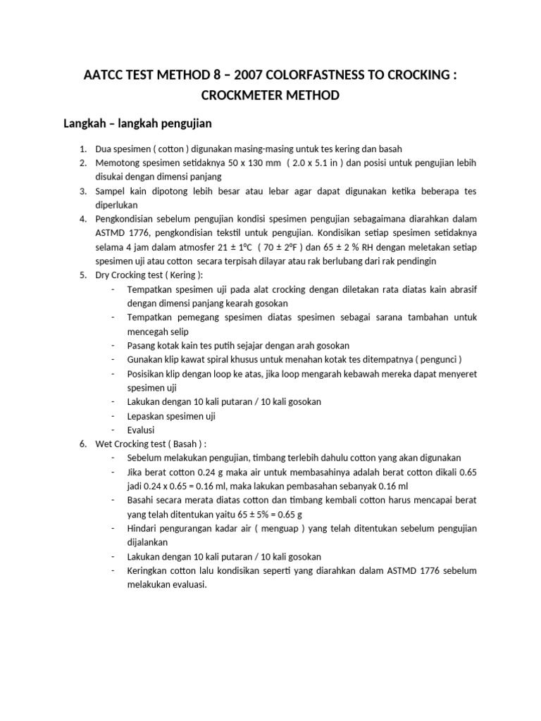 Aatcc Test Method 8 - 2007 | PDF