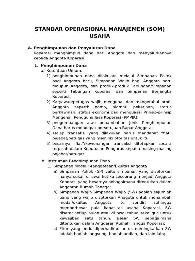 Contoh Draft SOM USAHA | PDF
