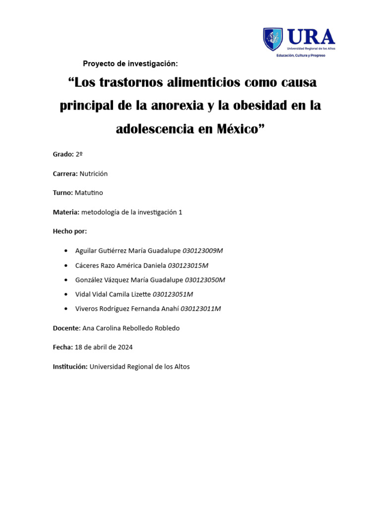 Trastornos Alimenticios | PDF