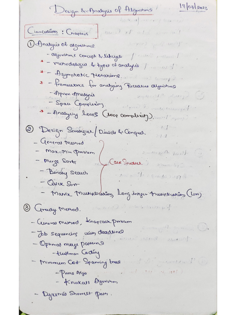Algorithms Handwritten Notes (Detailed) | PDF