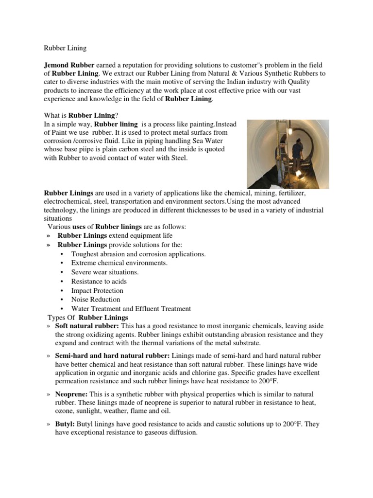 Rubber Lining Process | PDF | Natural Rubber | Corrosion
