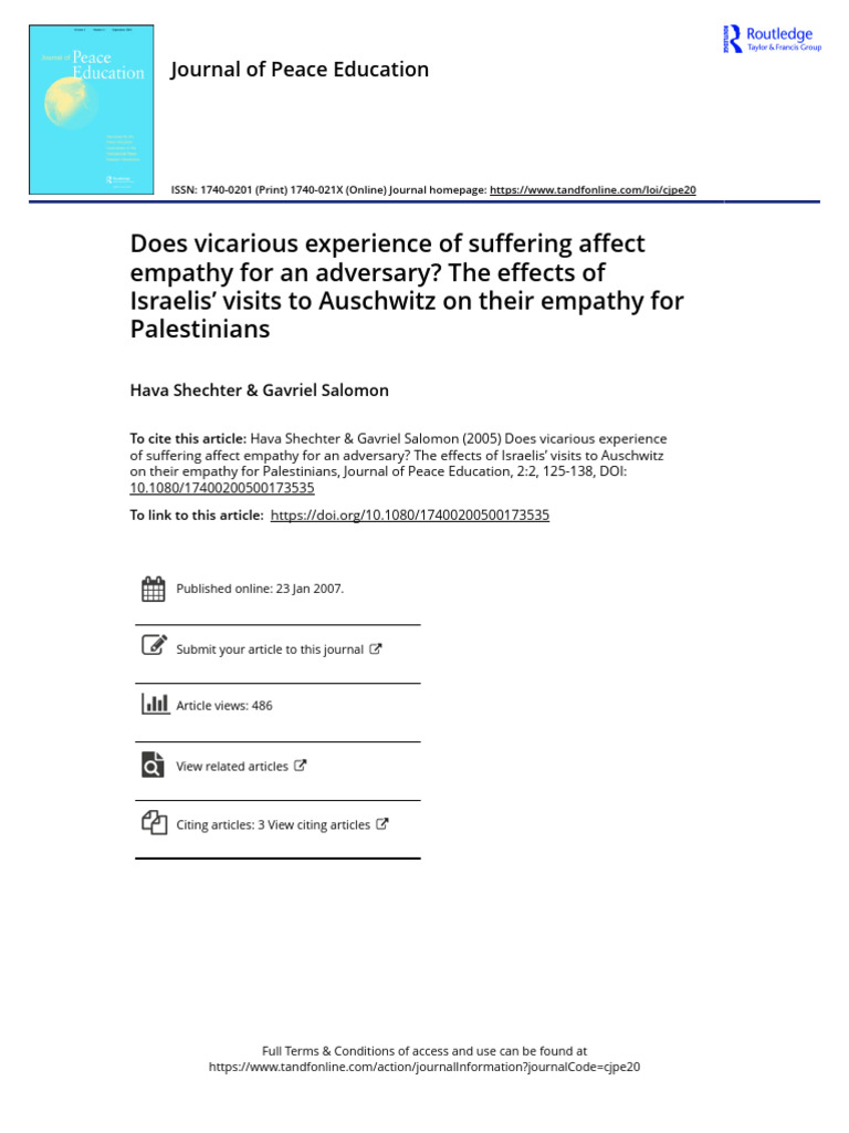 Does Vicarious Experience of Suffering Affect Empathy For An Adversary ...