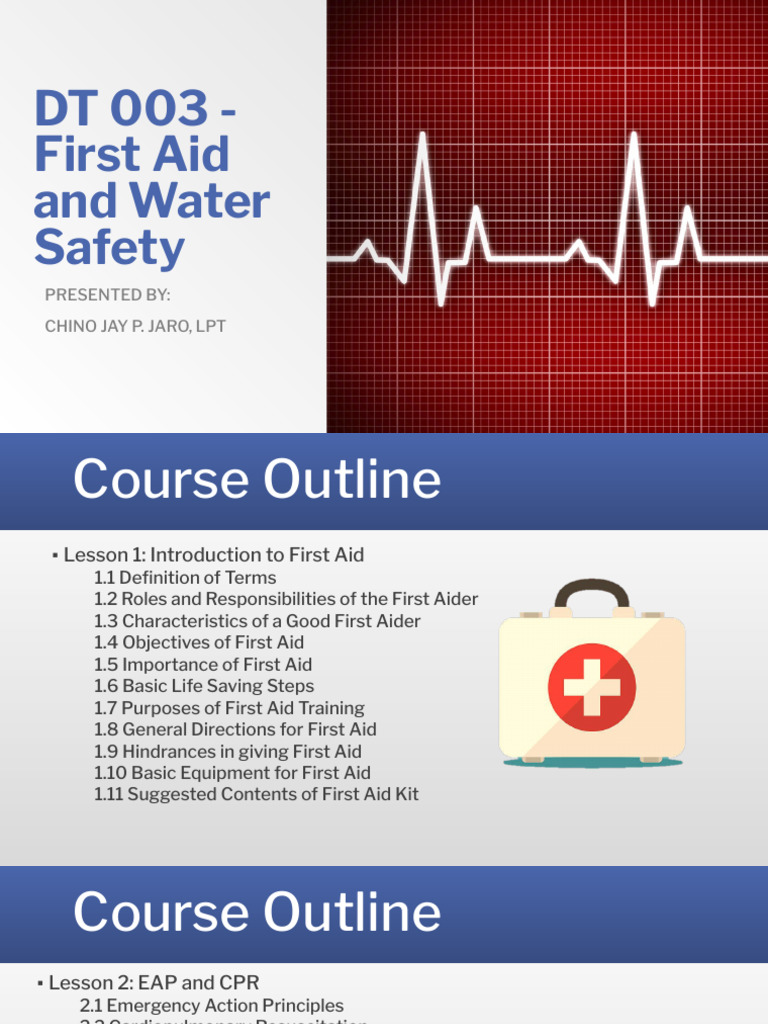DT 003 - First Aid and Water Safety Course Introduction | PDF