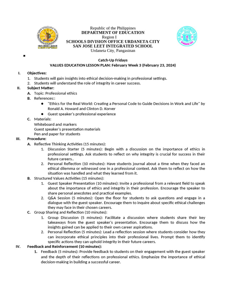 Catch- Up Lesson Plan | PDF