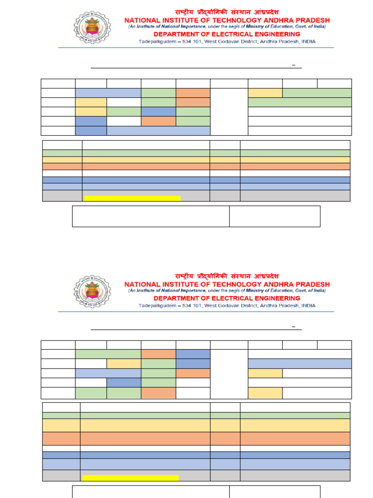 I B.tech. Odd Sem EEE AY 2024-25 - Tentative Time Table - R24 | PDF