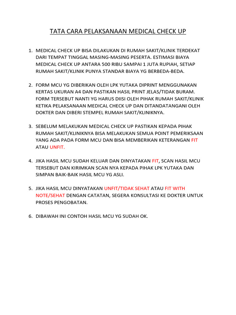 Yec-Panduan Pelaksanaan Medical Check Up | PDF