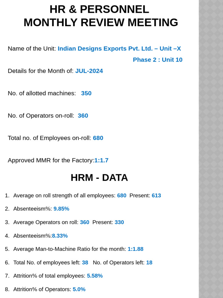 HR Personnel Dept MRM PPT - JUL-2024-Idepl-X Phase 2 | PDF