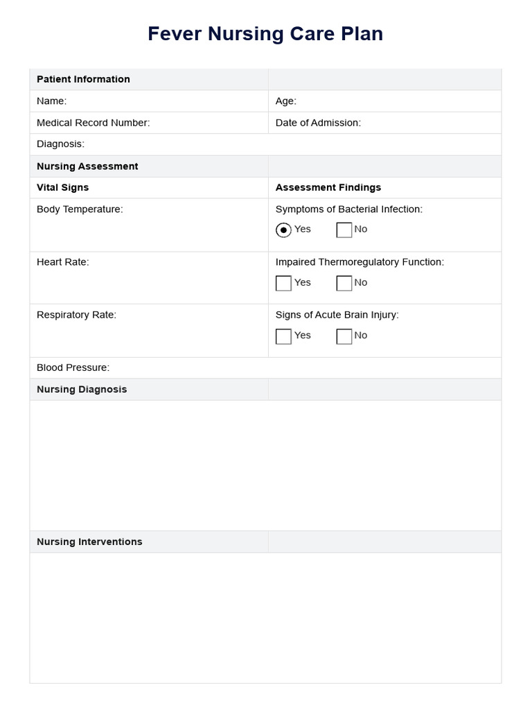 Fever Nursing Care Plan Sample | PDF