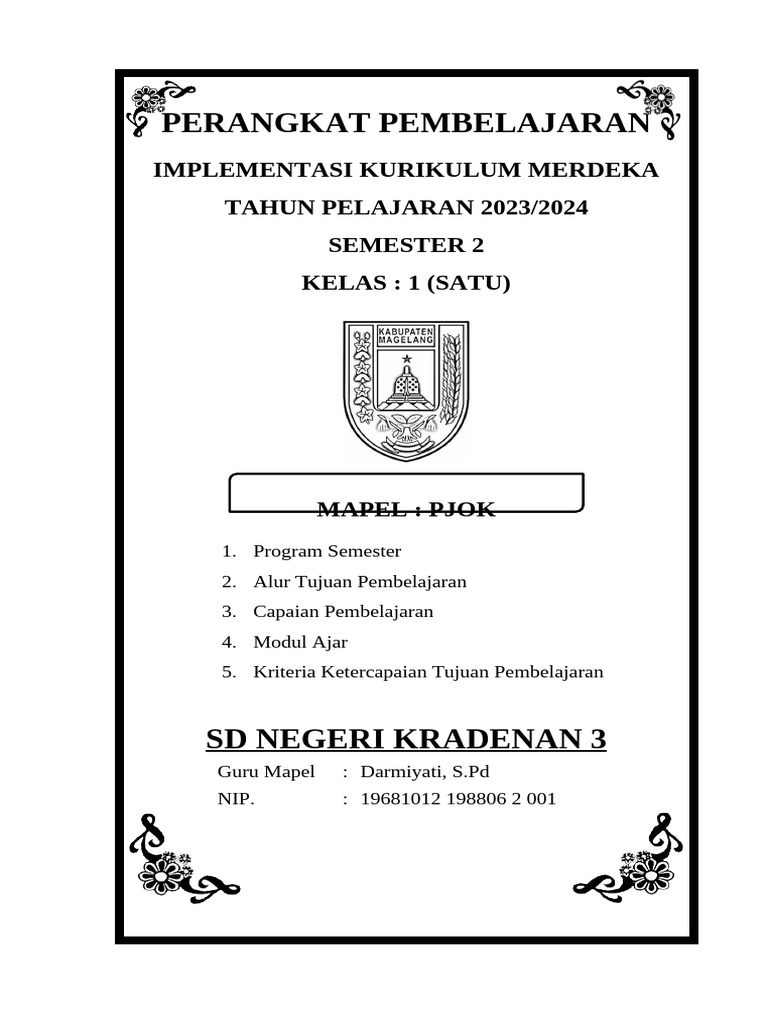 Cover PERANGKAT PEMBELAJARAN - IKM - 2022-2023 - KELAS 1 - PJOK | PDF