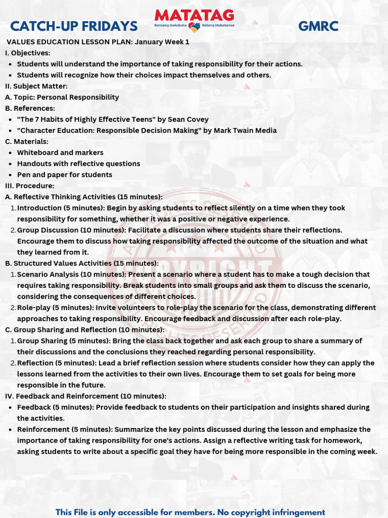 GMRC and Values Education Grade 12 | PDF