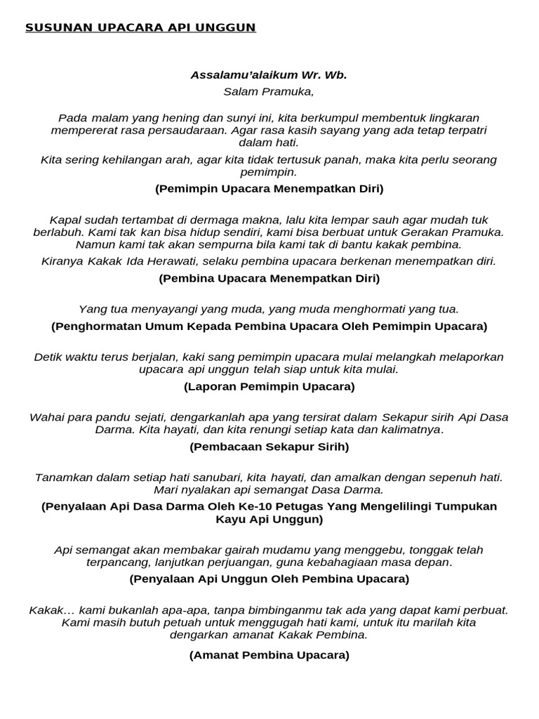 Susunan Upacara Api Unggun | PDF