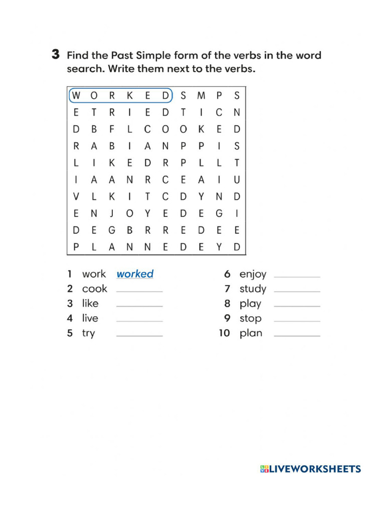 Worksheet 01 Regular Verbs Past Simple | PDF