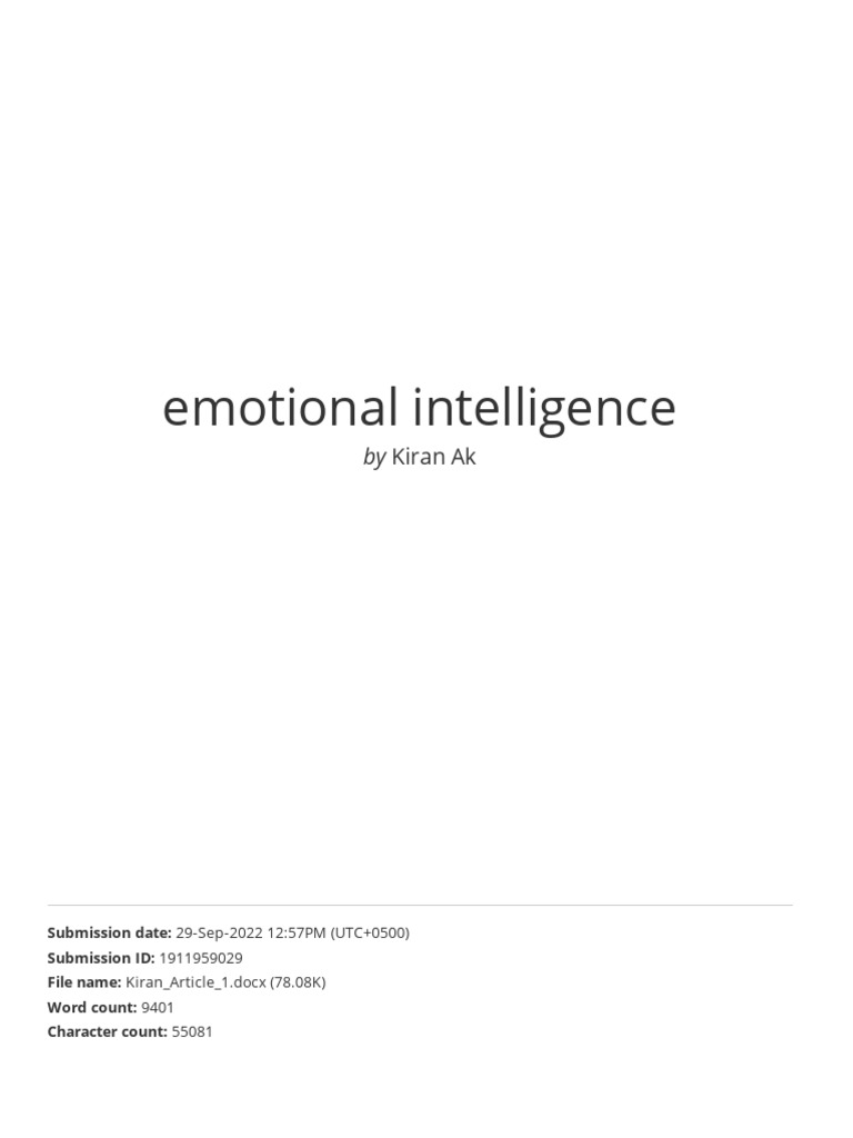 Emotional Intelligence | PDF