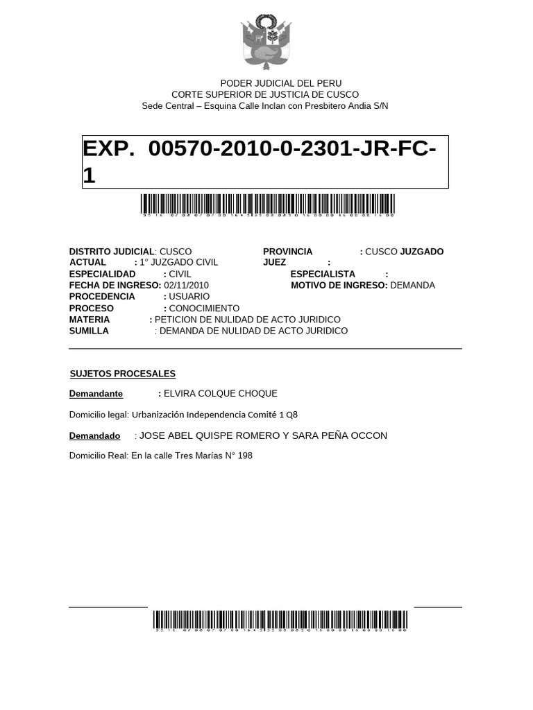 Caratula Expediente Judicial | PDF