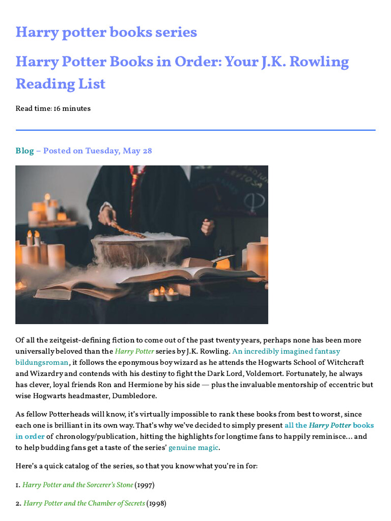 Harry potter books series | PDF