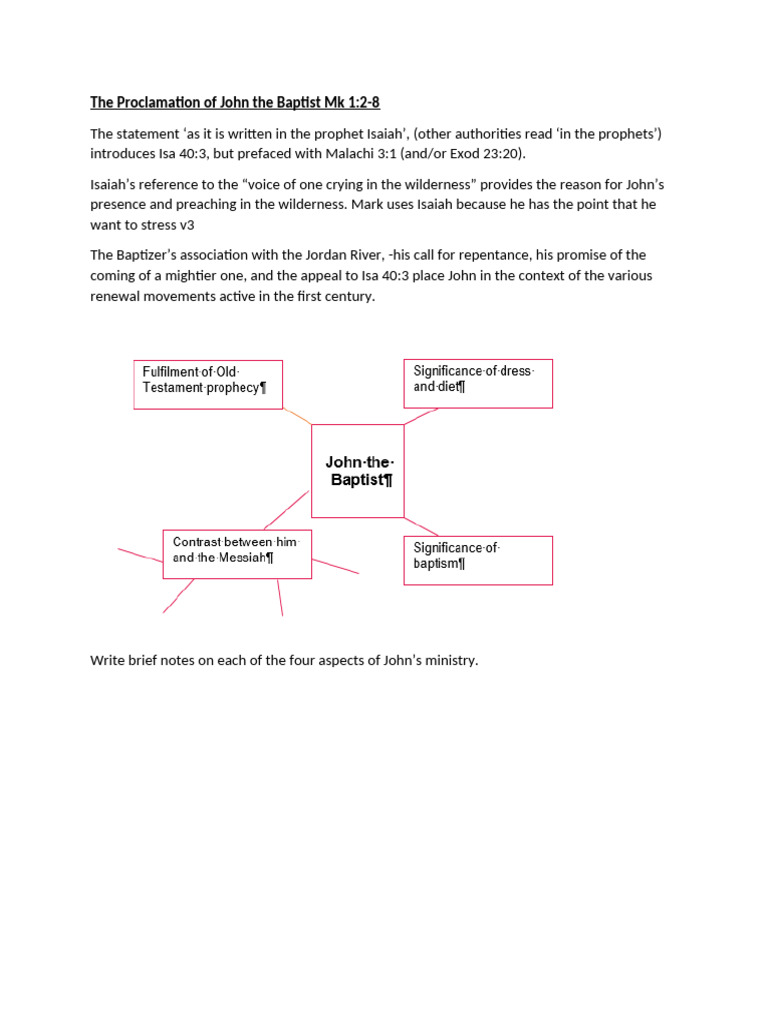 90 THE PROCLAMATION OF JOHN BAPTIST Mark 1 2-8 | PDF