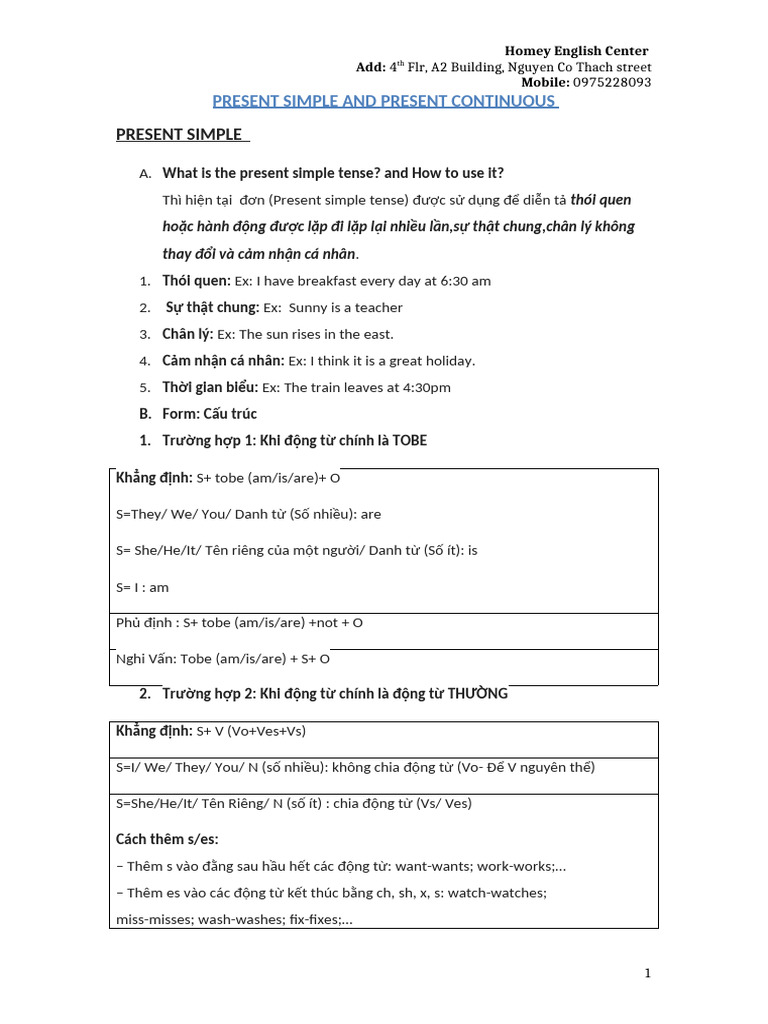 Present Simple and Present Continuous | PDF