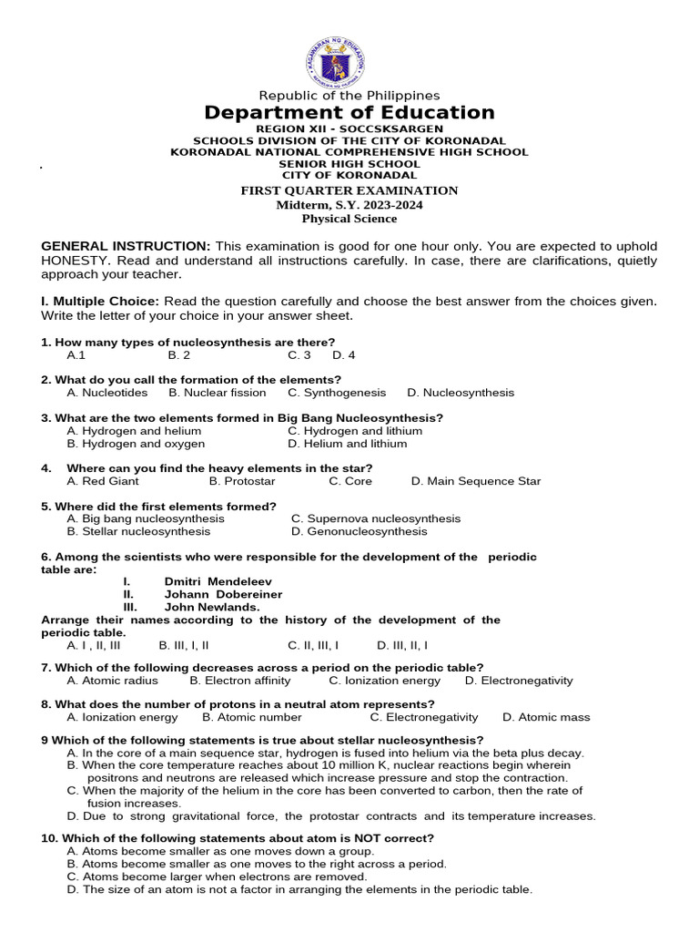 PS - Midterm Exam | PDF | Chemical Polarity | Chemical Bond