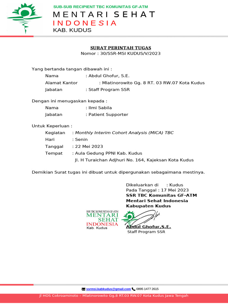 Surat Tugas SSR | PDF
