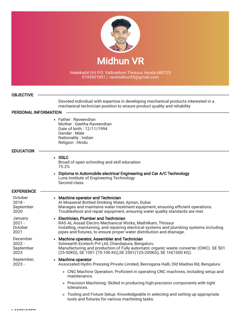 Midhun CV | PDF
