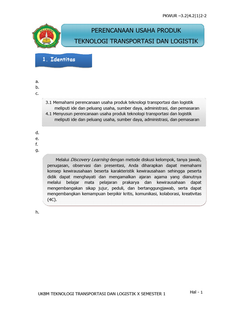 [31-7-2021] UKBM TEKNOLOGI TRANSPORTASI DAN LOGISTIK | PDF