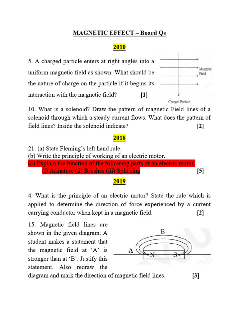 Magnetism Board Qs | PDF
