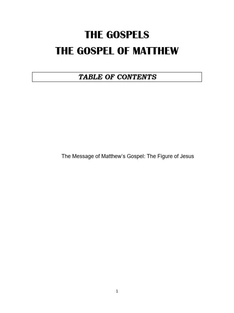 The Gospels The Gospel of Matthew: Study Notes | PDF
