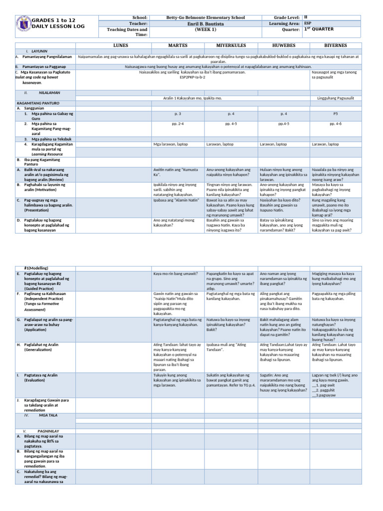 DLL - Esp 2 - Q1 - W1 | PDF