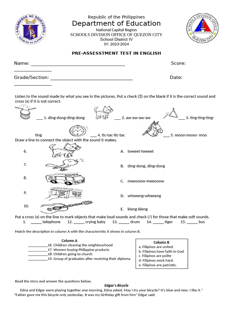 Pre-Test - English 2 | PDF