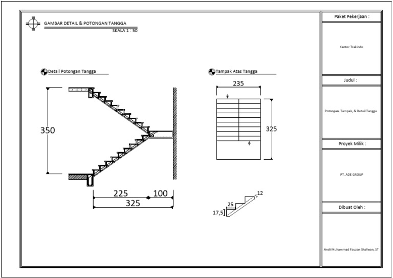Detail & Potongan Tangga Kantor Trakindo | PDF