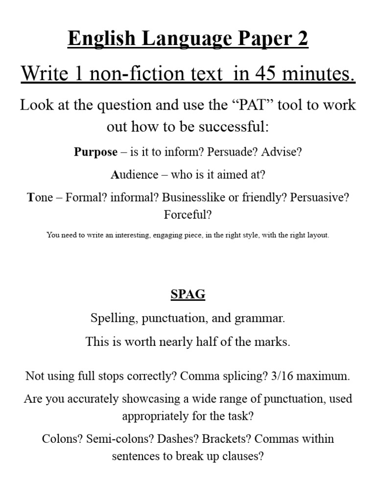 English Language Paper 2 Sect B Non Fiction Formats Explained | PDF