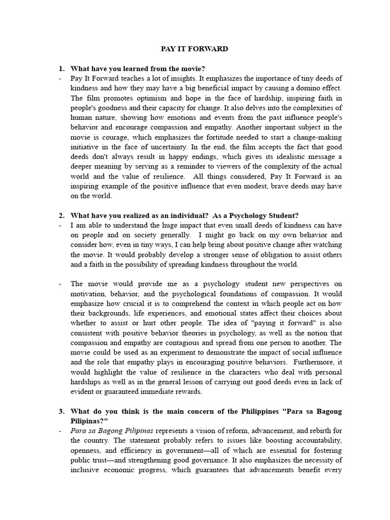 Pay It Forward | PDF